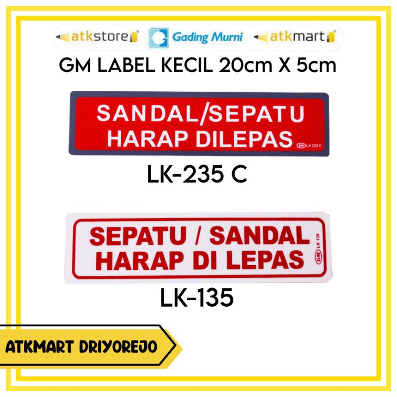 Jual GM LABEL KECIL SANDAL SEPATU HARAP DI LEPAS - PAPAN PENANDA ...