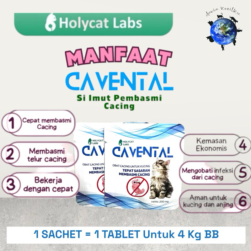 Jual Cavental Cat Tablet - Obat Cacing Kucing Adult / Kitten (1 PACK ...