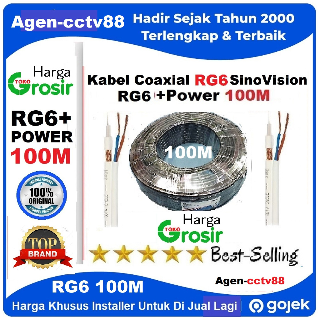 Jual Kabel Kamera cctv Coaxial RG6 + Power DC 100M SINOVISION Harga Khusus Installer Jual Lagi ...
