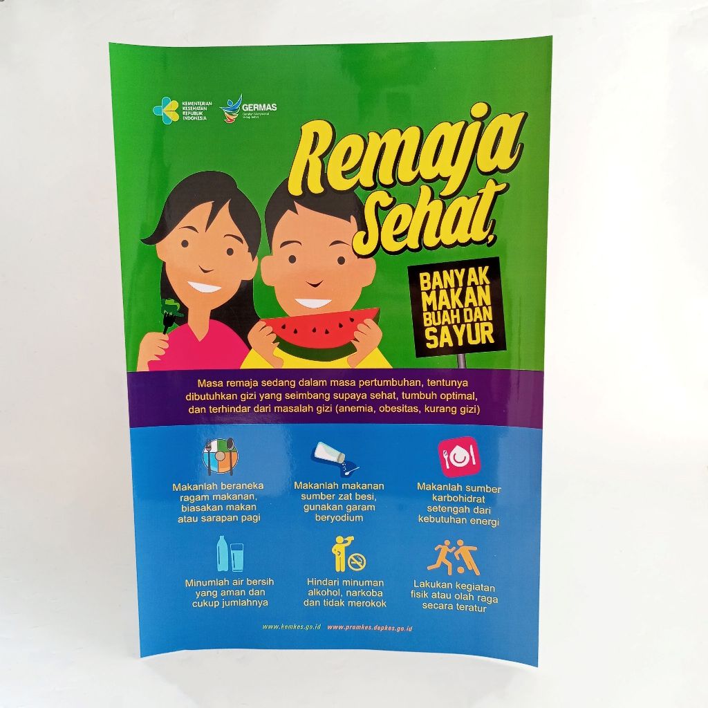 Jual Poster Remaja Sehat Makan Buah dan Sayur/ Poster Kesehatan/ Poster ...