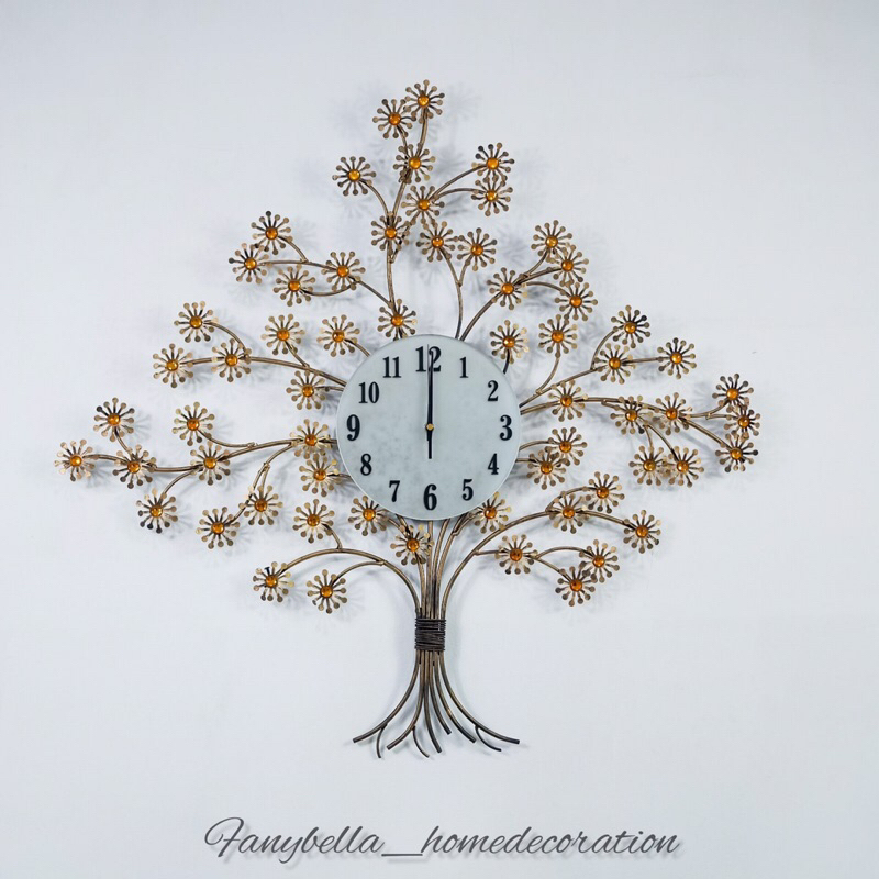 Jual Jam dinding Ruang Tamu Emas Sultan Mewah Motif Akar Aesthetic ...