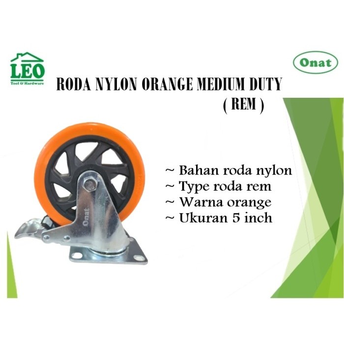 Jual Roda Caster Nylon PU PVC Orange Medium Duty 5 Inch Rem | Shopee ...