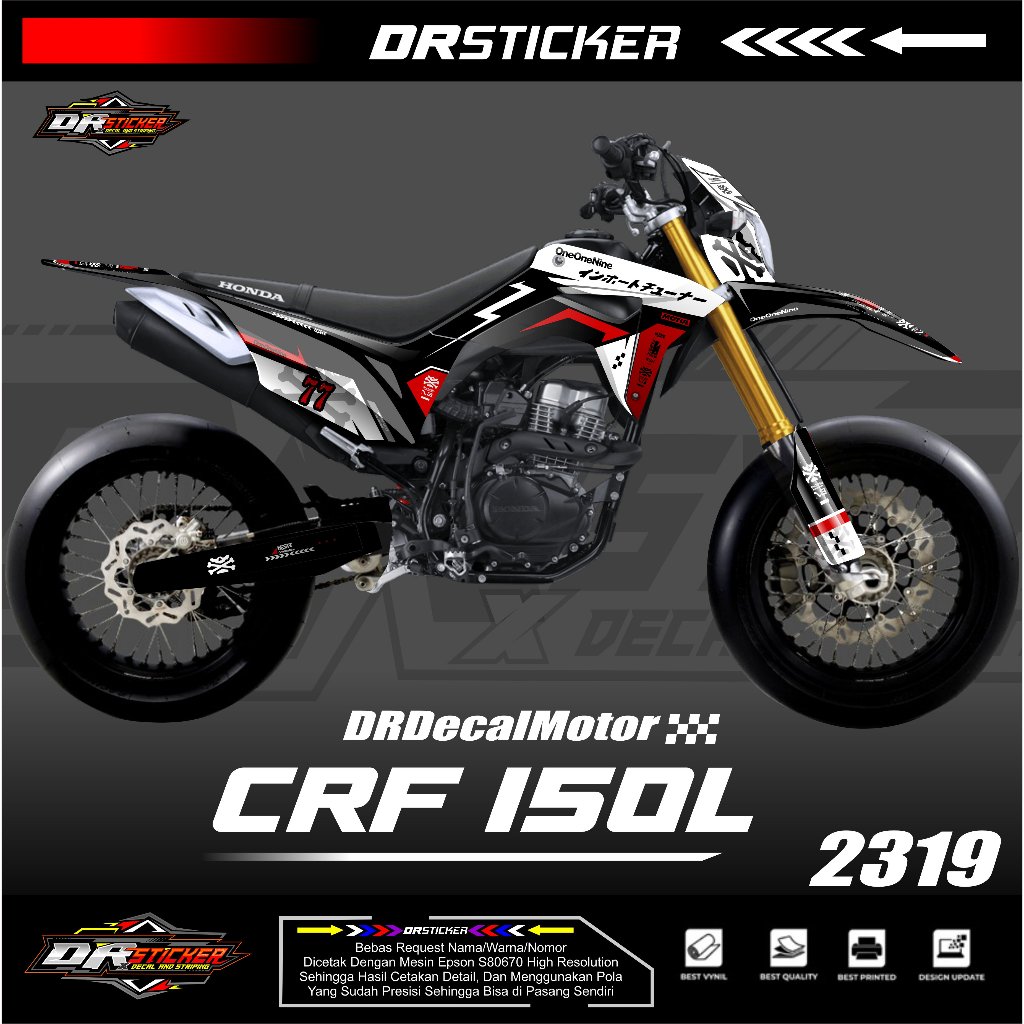 Jual sticker Decal trail full body Honda crf motif kanji Jepang banyak ...