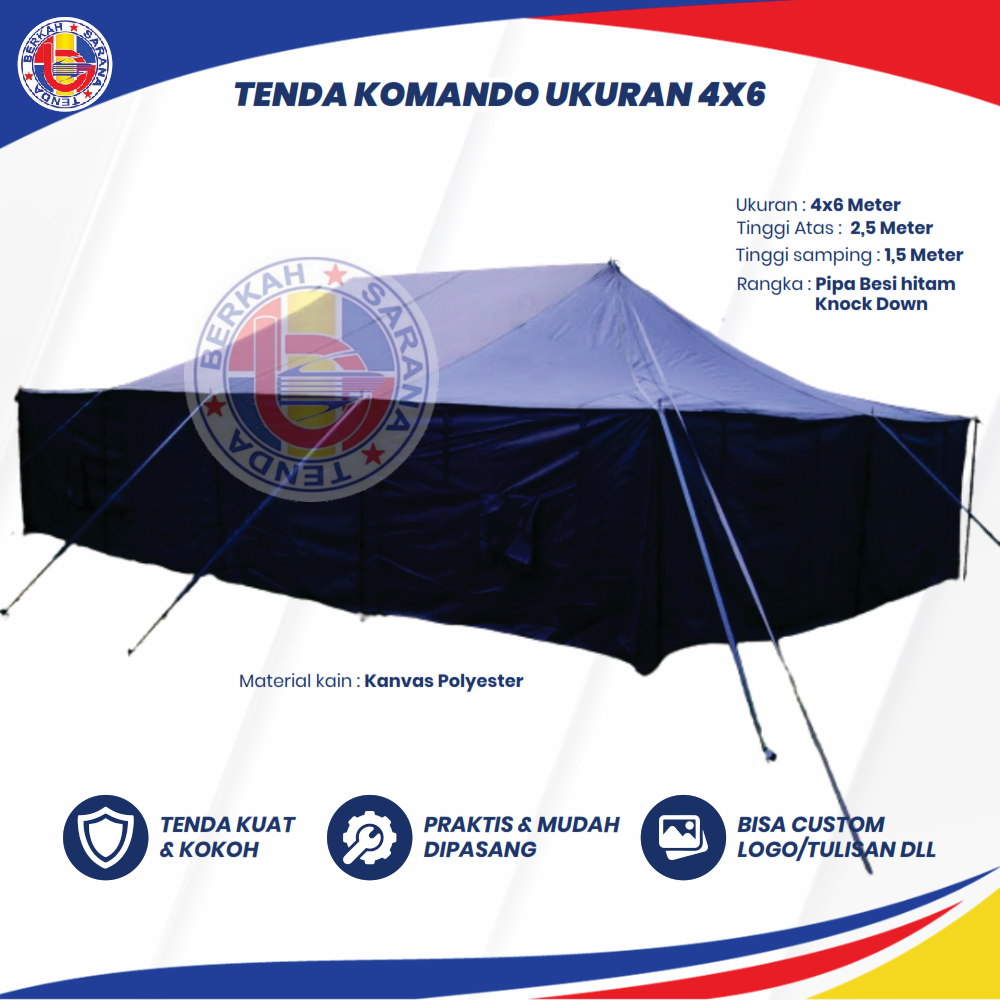 Jual Tenda Komando Pramuka Barak Ukuran 4x6M Custom Warna Kapasitas 15 ...