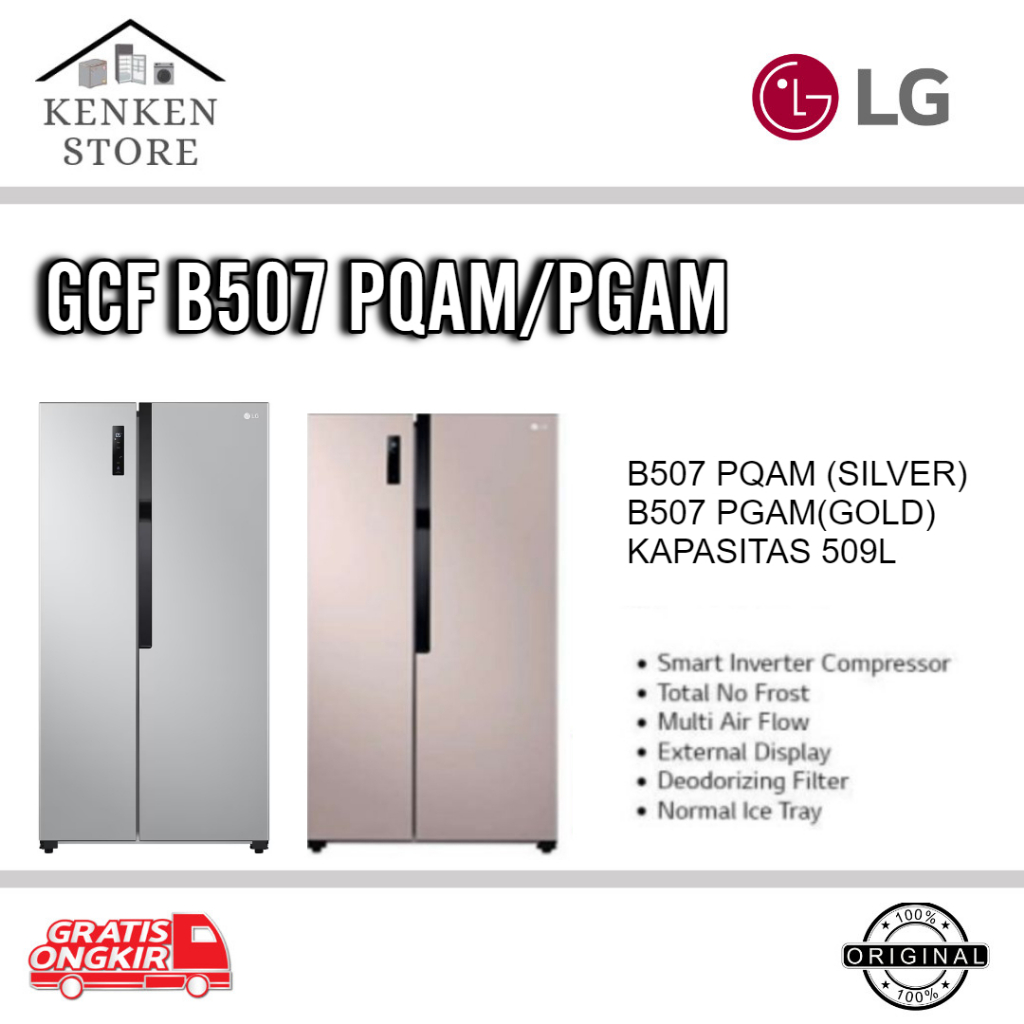 Jual KULKAS LG SIDE BY SIDE 2 PINTU GCFB507PQAM(SILVER)/GCFB507PGAM ...
