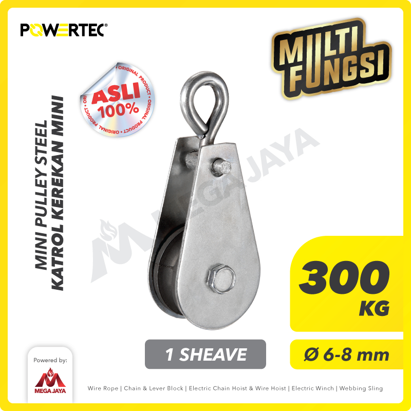 Jual POWERTEC Mini Pulley Katrol Kerekan 300kg 12mm - 1 Sheave | Shopee ...