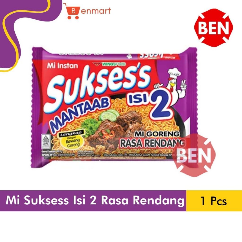 Jual Mie Suksess Isi 2 Mi Goreng Rasa Rendang Sukses Instan Wings Dus 1 ...