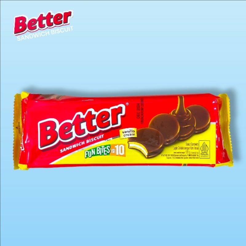 Jual Better Sandwich Biscuit - Biskuit Vanilla Cream 100g (10pcs@10g) | Shopee Indonesia