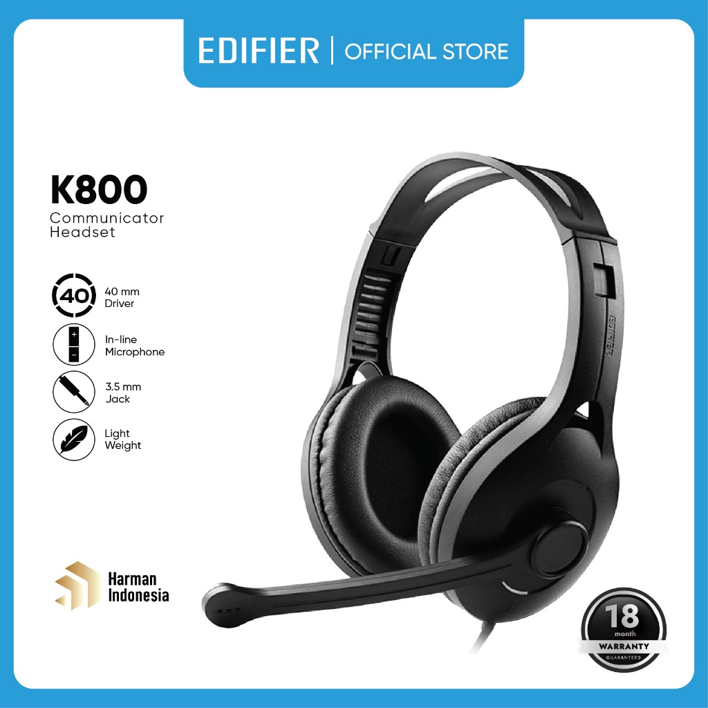 Jual Edifier K800 Headphone Communicator with Mic - BLACK - 1 Tahun ...