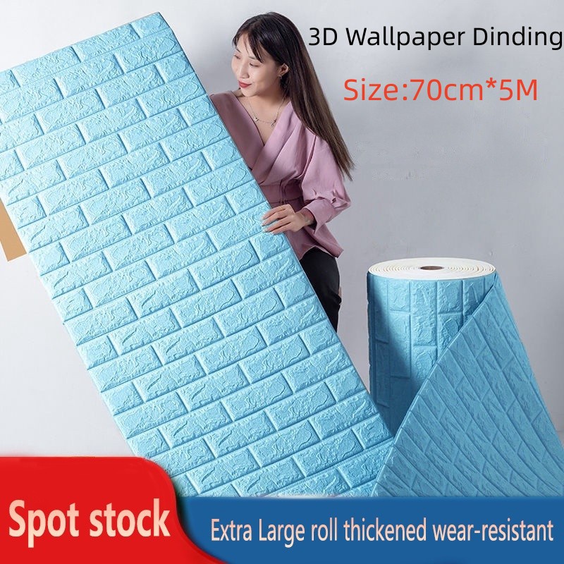 Jual Produk Keren 5M Wallpaper Dinding 3D Motif Batu Bata Putih Sticker ...