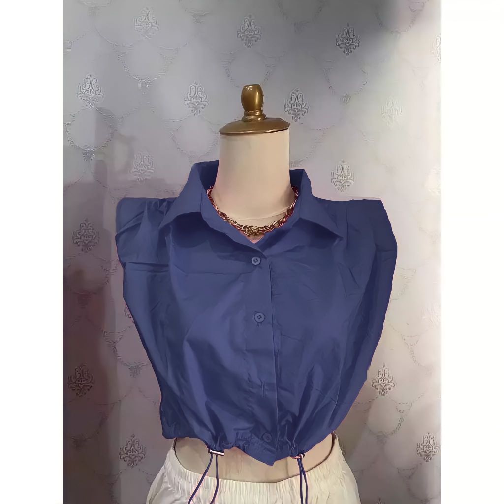 Jual Freya Kemeja Padding Crop Serut Premium | Kemeja Kerja | Kemeja ...