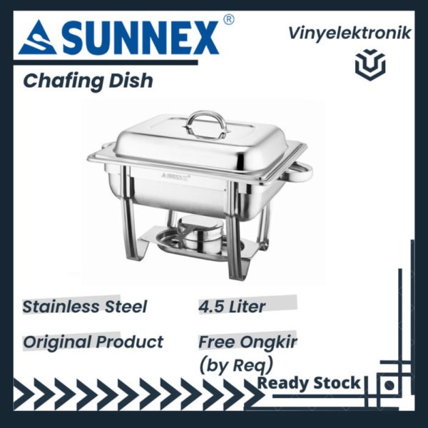 Jual Sunnex Pemanas Half Size Chafing Dish Set X22287 Stainless Steel Hotel Berkualitas | Shopee ...