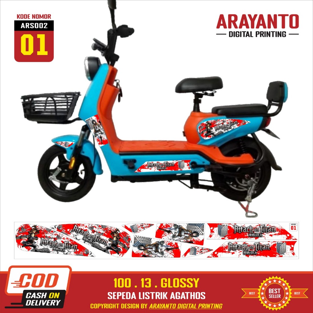 Jual Stiker Striping Sepeda Listrik Agathos Variasi QLA002 Attack on ...