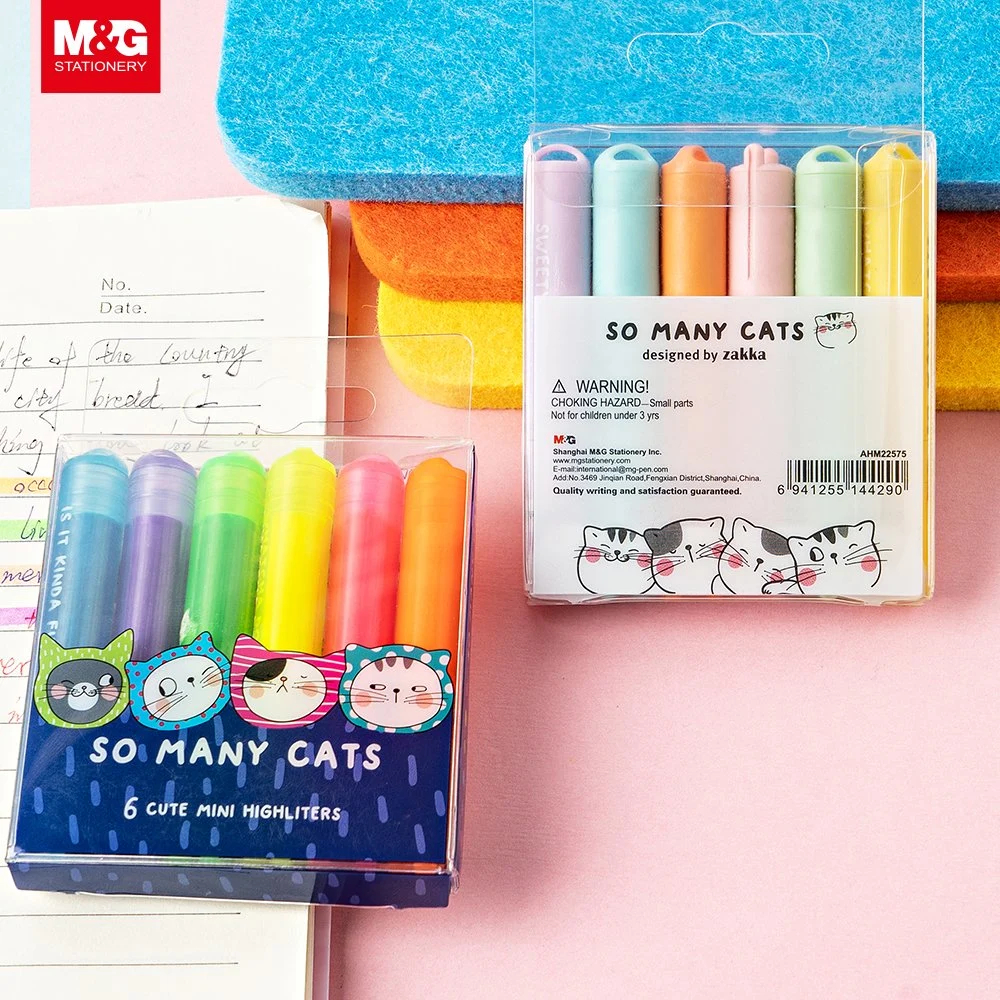 Jual M&G So Many Cats Cute 6 Mini Highlighter / Pen Pena Penanda Warna Pastel Fluorescent ...