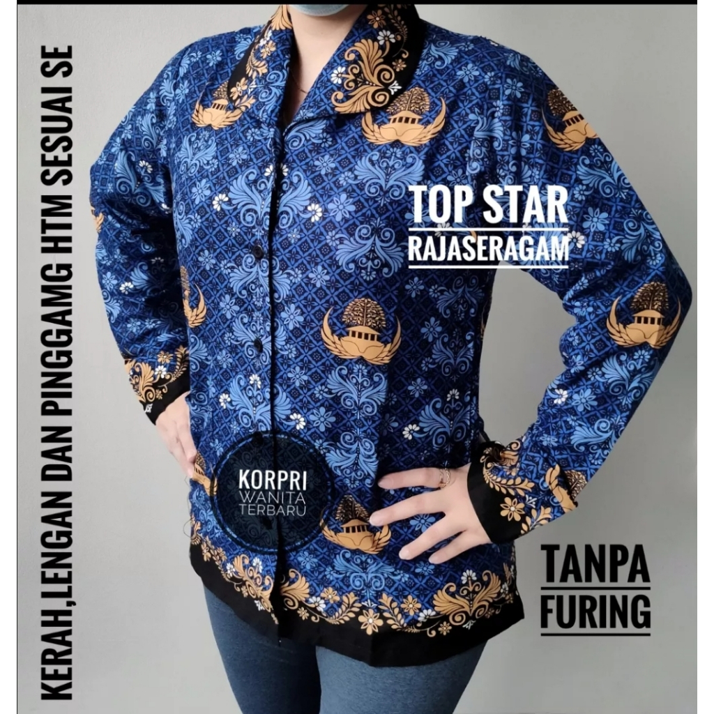 Jual ATASAN BATIK KORPRI WANITA 2024 / BLUS KORPRI TERBARU / SERAGAM PNS KORPRI TERMURAH ...