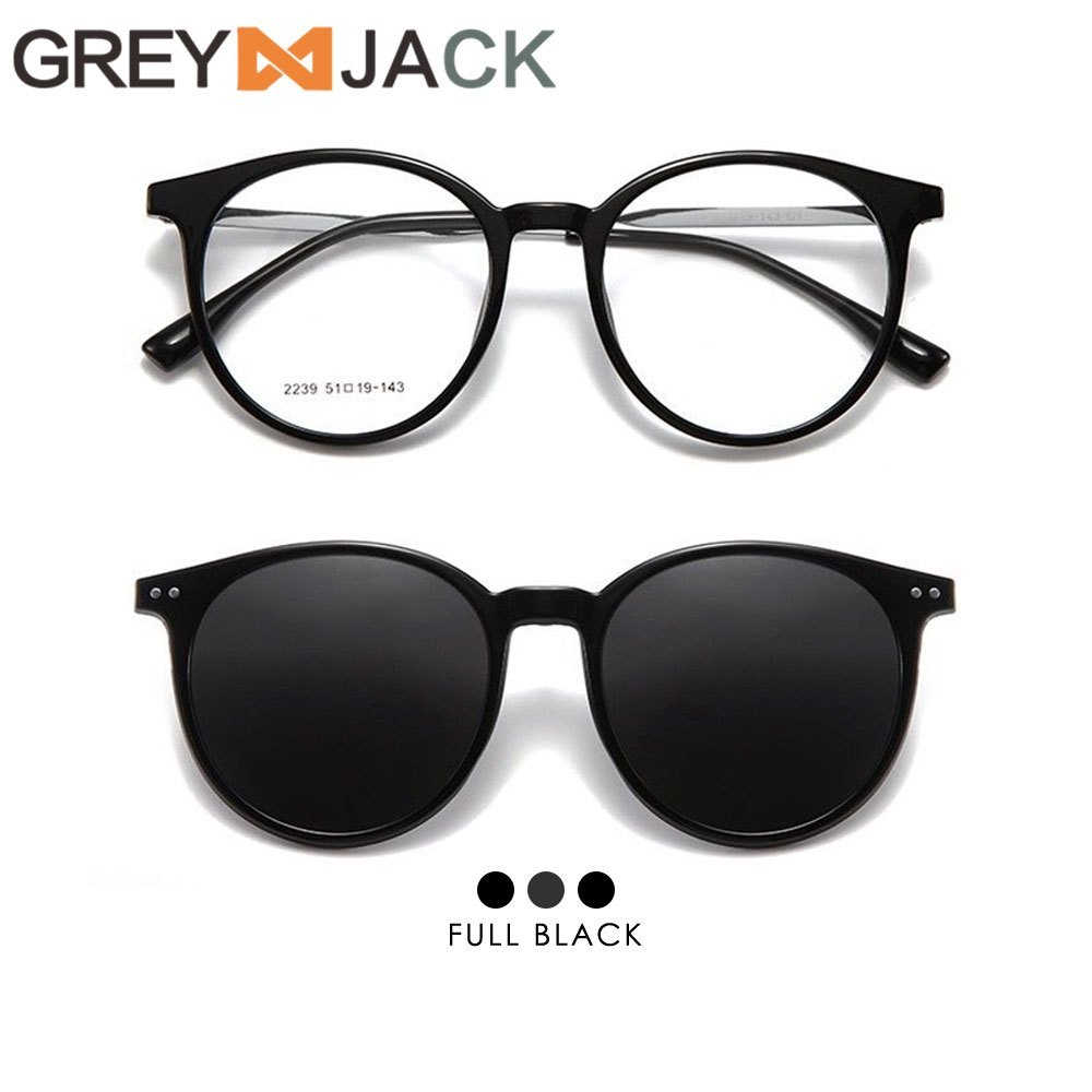 Jual Grey Jack Kacamata Blueray Clip On 2in1 Polarized Bahan TR90+METAL Model Bulat Fashionble ...