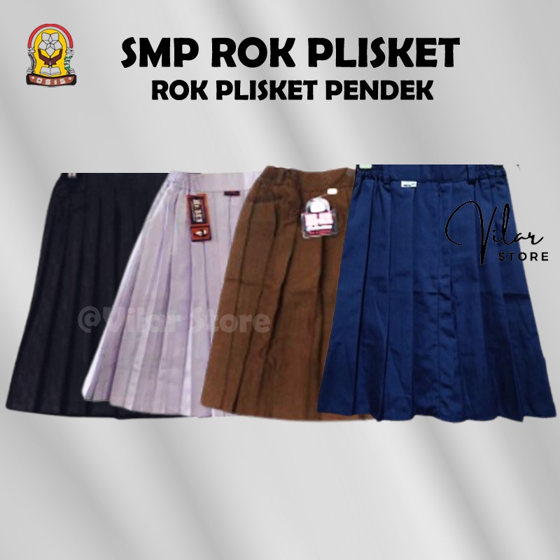 Jual Rok Plisket Lurus SMP Pendek Seragam Sekolah Bawahan Perempuan SMA Rampel Mini Biru ...