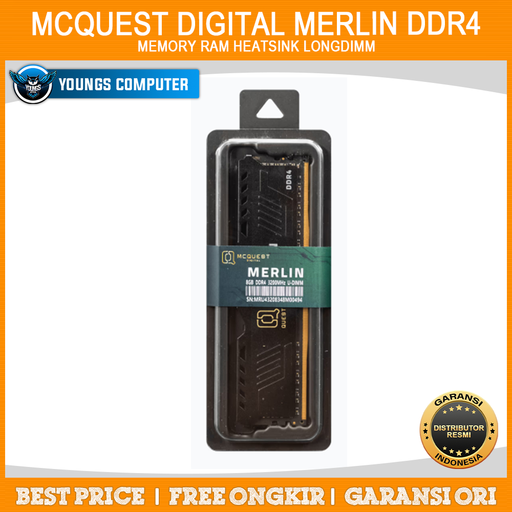 Jual RAM McQuest Digital Merlin DDR4 8GB 16GB 3200Mhz Heatsink Longdimm ...