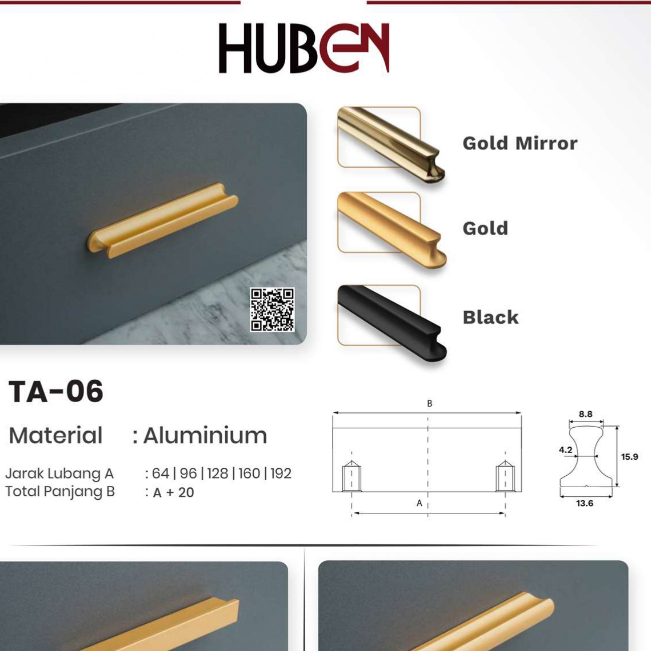 Jual Huben Handle TA-06 64 96 128 160 Gold Black Hitam Emas (Tarikan ...
