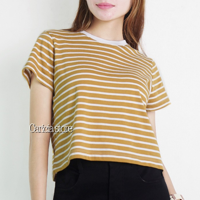 Jual Kaos Crop Stripe Wanita I Baju Lengan Pendek I Atasan Pendek I Kaos Pendek Wanita | Shopee ...