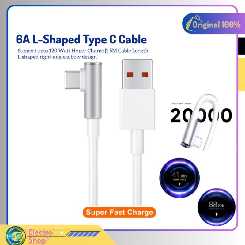 Jual Mi Cable 6A L-Shaped USB Type A To Type C 1,5M Kabel Turbo Hyper ...