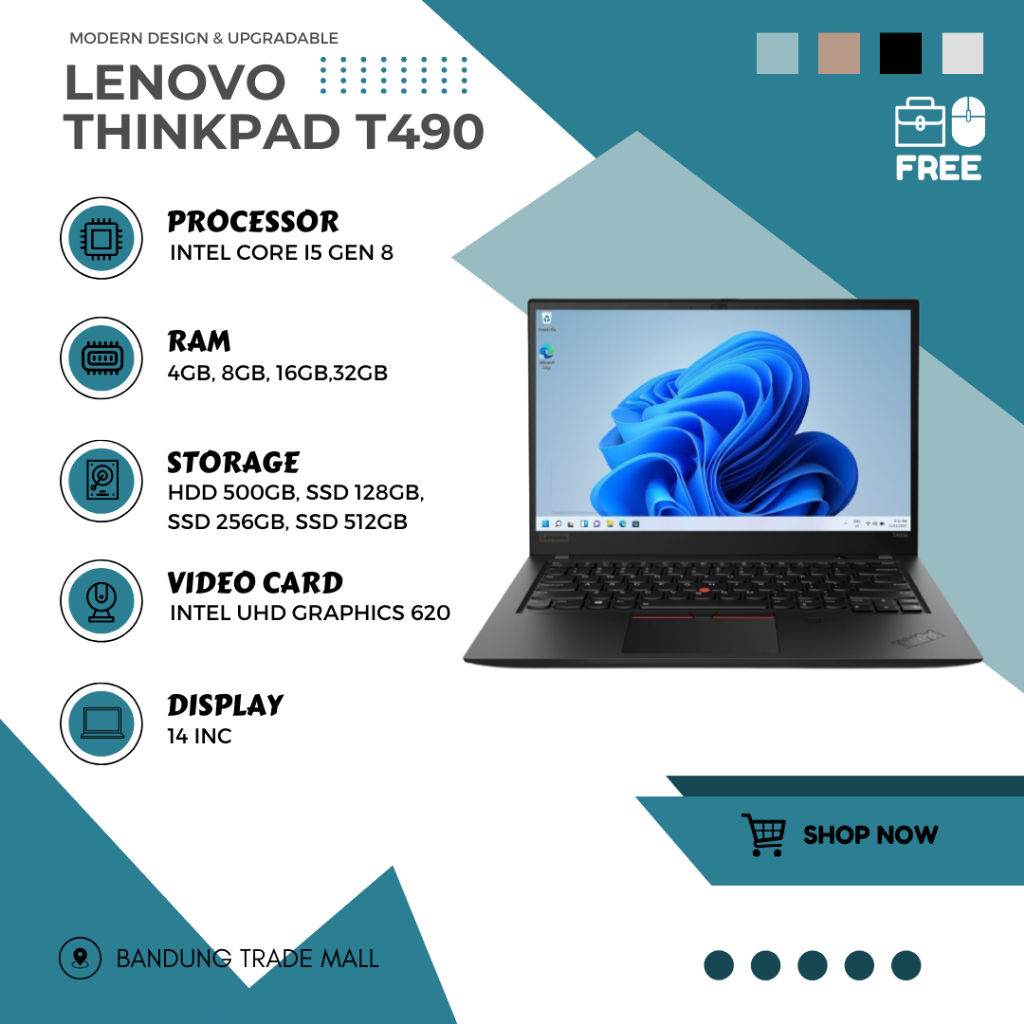 Jual Laptop Lenovo ThinkPad T490 Core i5 Gen 8 RAM 16GB SSD 512GB ...