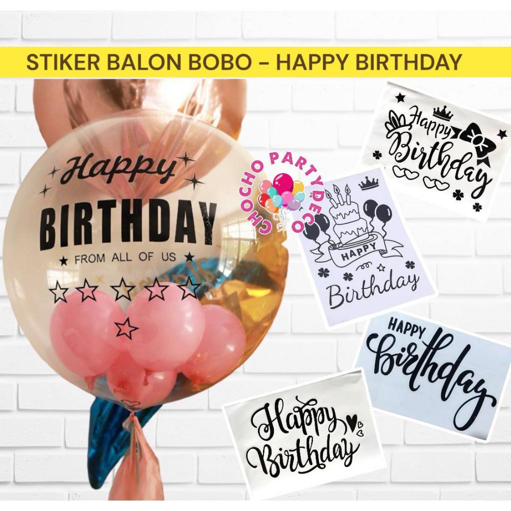 Jual (1pc) stiker balon pvc stiker happy birthday stiker ulang tahun ...