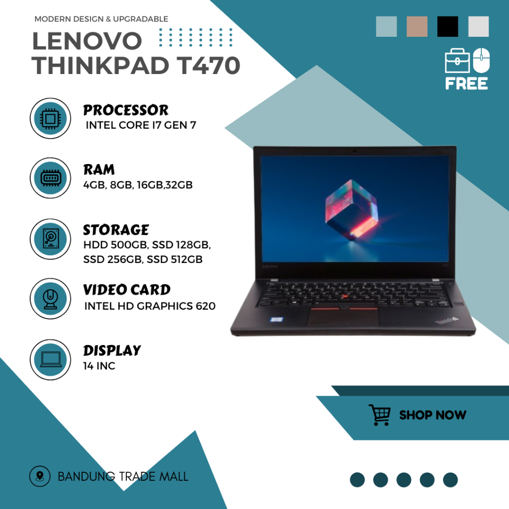 Jual Laptop Lenovo ThinkPad T470 CORE I7 GEN 7 RAM 16GB SSD 512GB MULUS ...