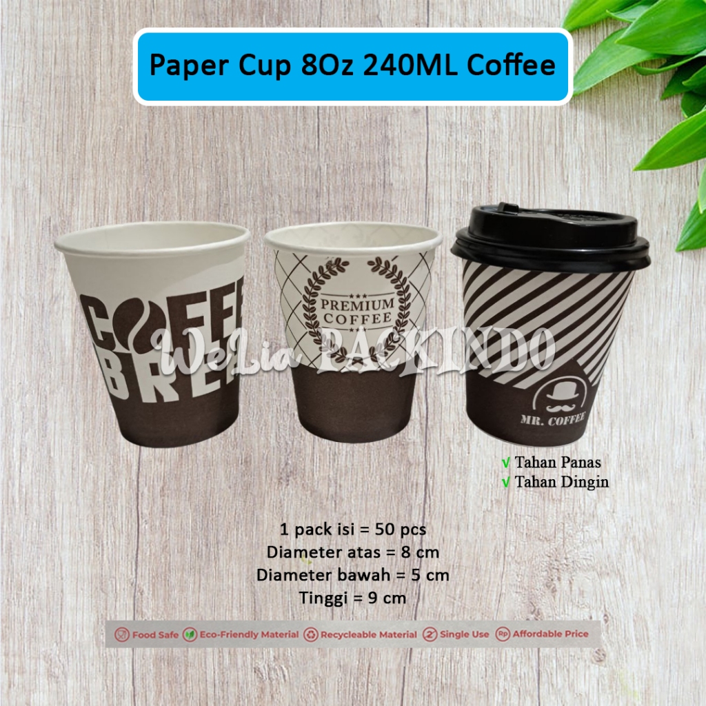 Jual Paper Cup 8Oz Motif Coffee / Gelas Kertas / Gelas Kopi Espresso Tahan Panas Dingin | Shopee ...
