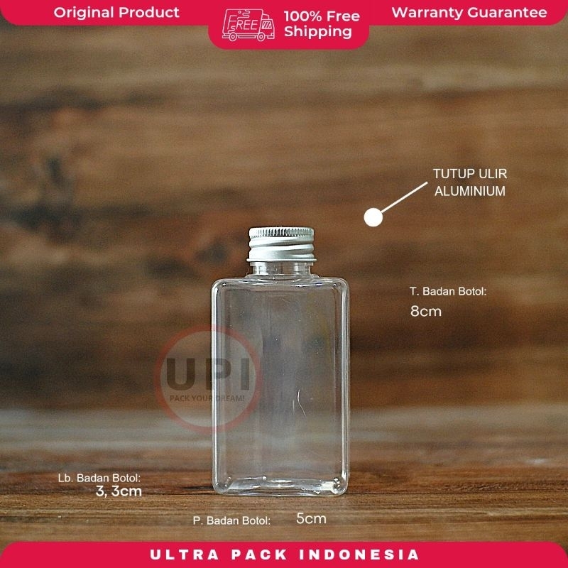 Jual KEMASAN MINUMAN BOTOL FOOD GRADE - BOTOL PET BOKO 100ML CLEAR + TUTUP ULIR ALUMINIUM ...