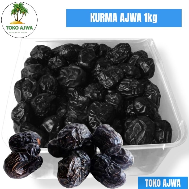 Jual KURMA AJWA PREMIUM/TERMURAH/kurma ajwa/nabi 1kg (kemasan box mika ...