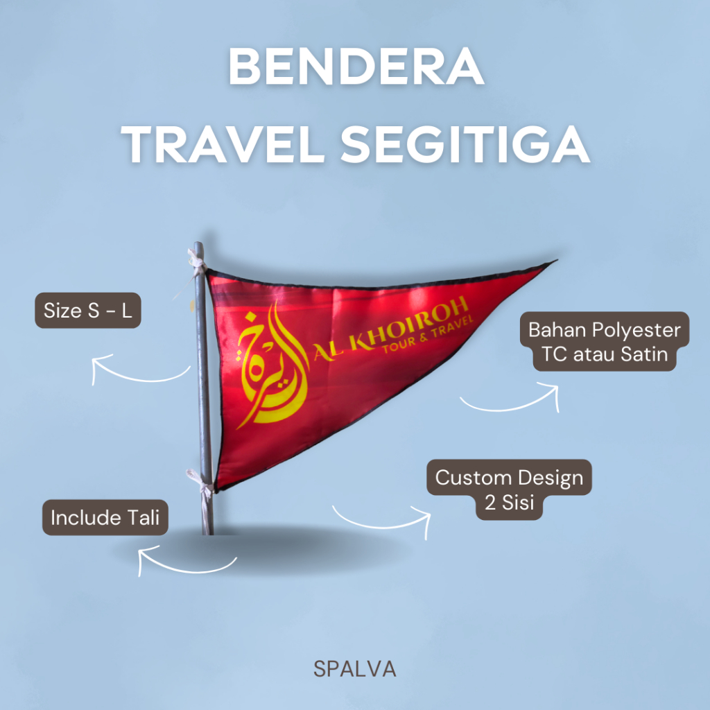 Jual Bendera Tour Guide / Bendera Travel Segitiga CUSTOM DESIGN 2 sisi ...