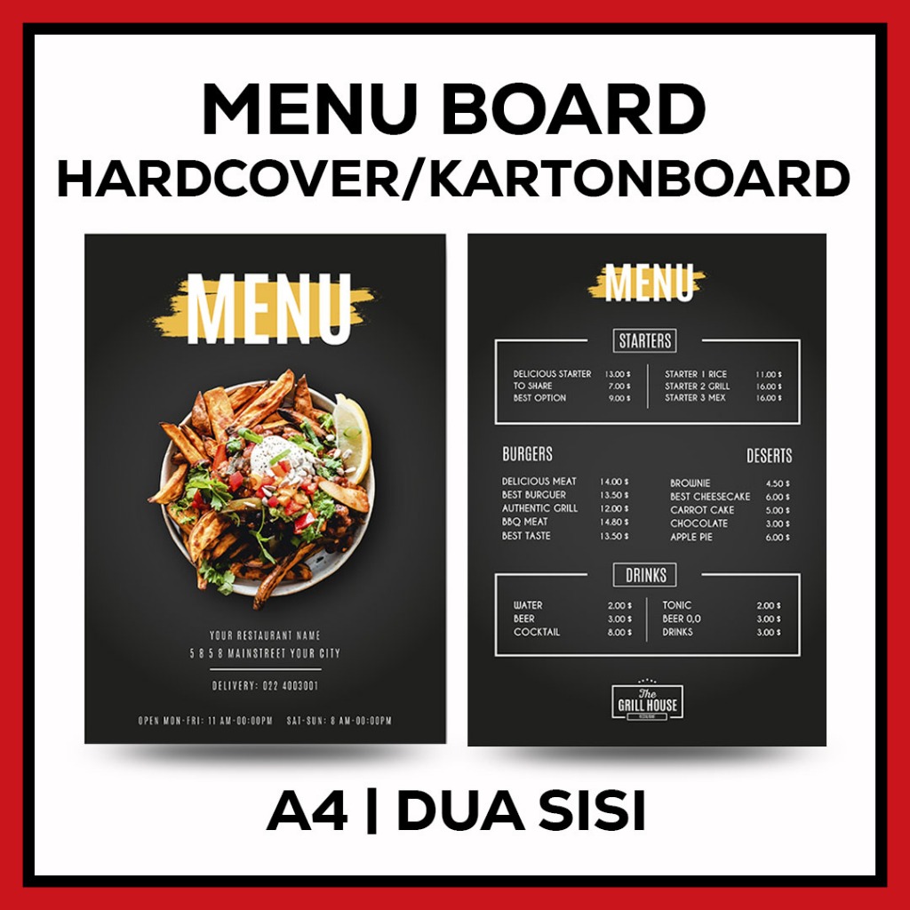 Jual MENU BOARD HARDCOVER A4 (21X29,7CM) | Shopee Indonesia