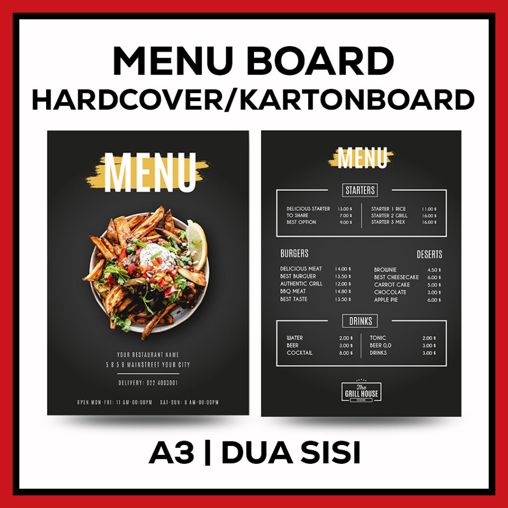 Jual MENU BOARD HARD COVER A3 (29,7X42CM) | Shopee Indonesia