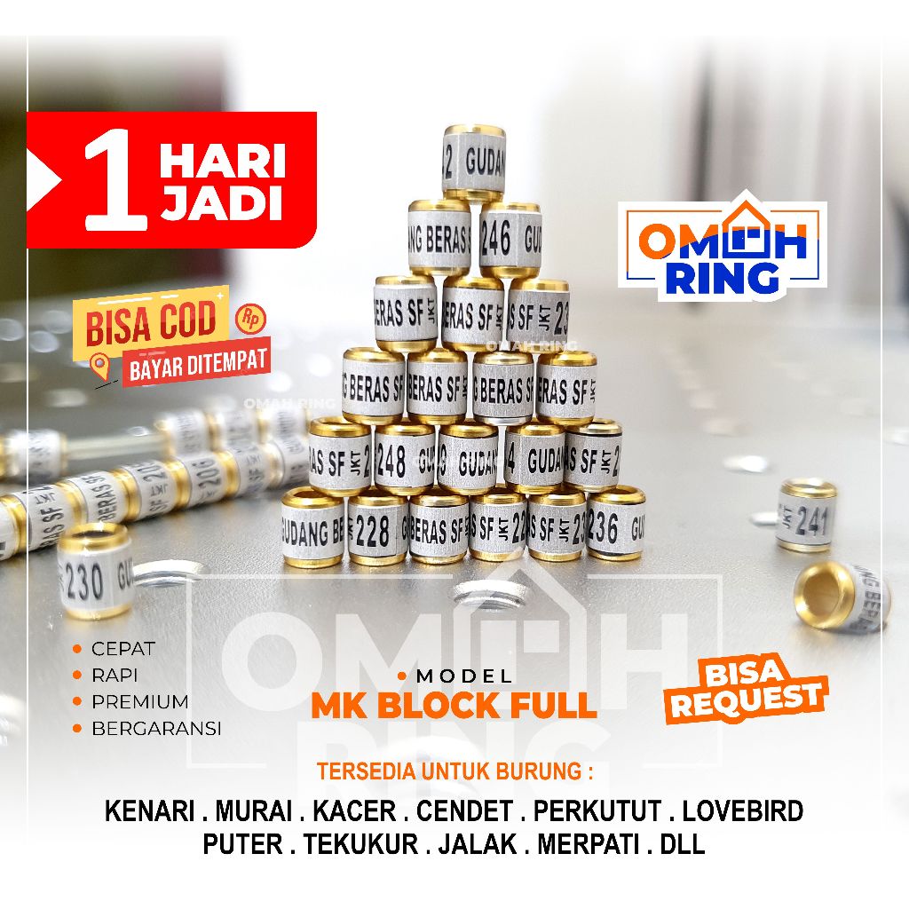 Jual Ring Burung EDISI 10 Biji "MK Blok Full + Logo" | Omah Ring ...