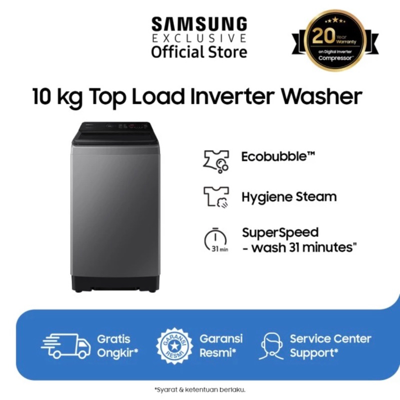 Jual Mesin cuci 1 tabung Samsung Top loading 10 kg inverter ...