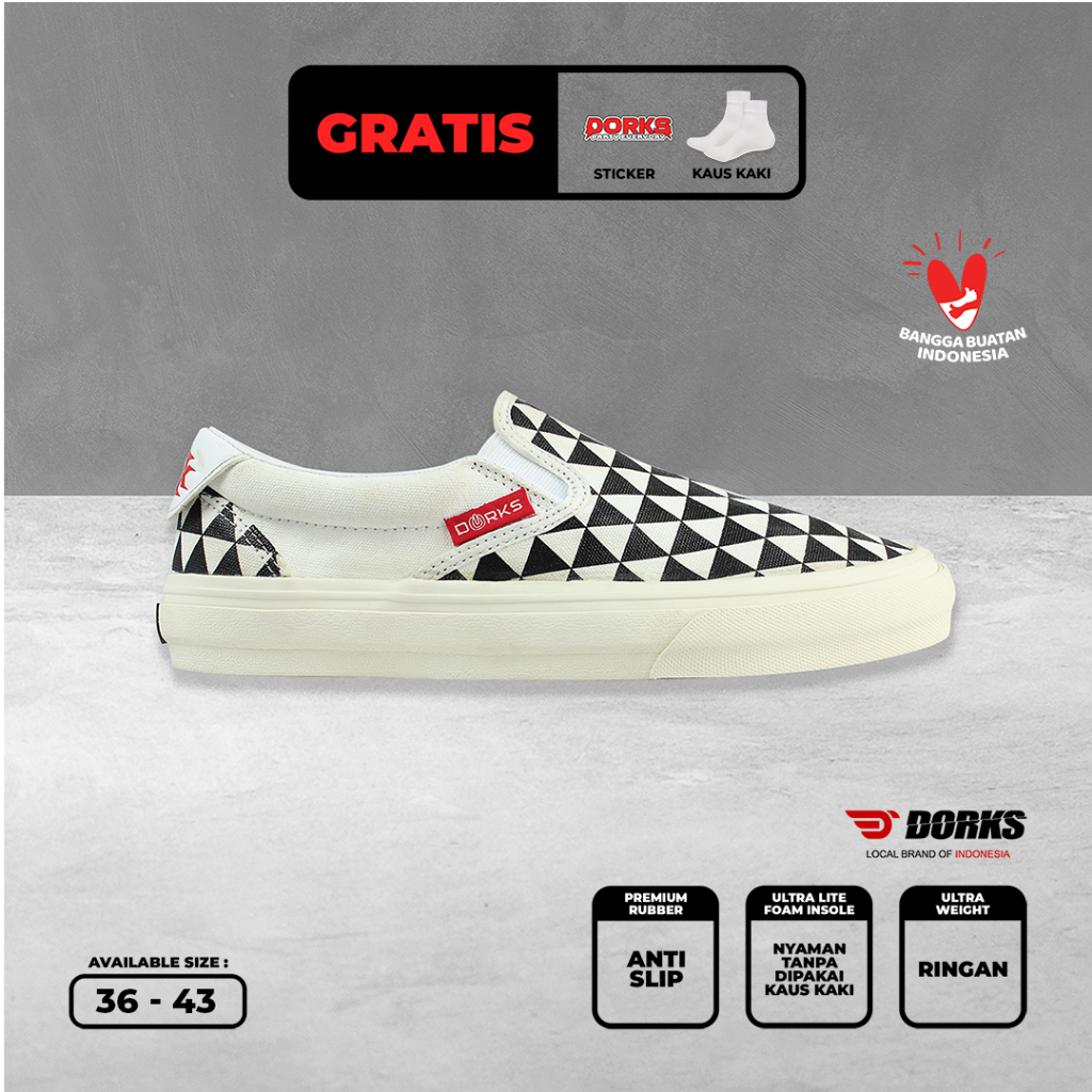 Jual Dorks - Slip On Triangle Sepatu Sneakers Casual Pria Wanita ...
