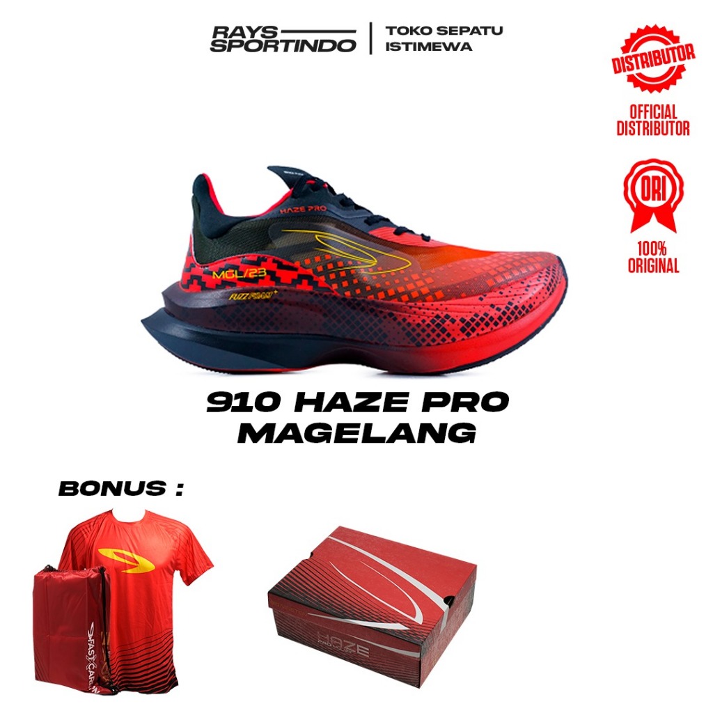 Jual SEPATU LARI NINETEN HAZE PRO MAGELANG HITAM MERAH | Shopee Indonesia