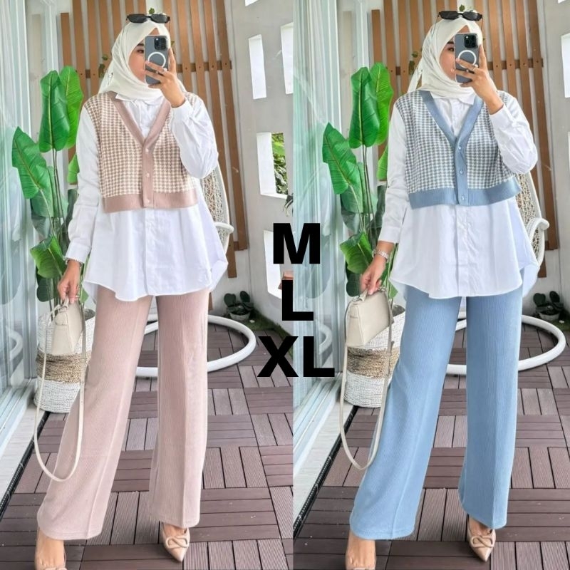 Jual ALKS. SETELAN ROMPI KNIT KATUN WANITA KEKINIAN / SETCEL VEST WANITA TERBARU / SETELAN ...