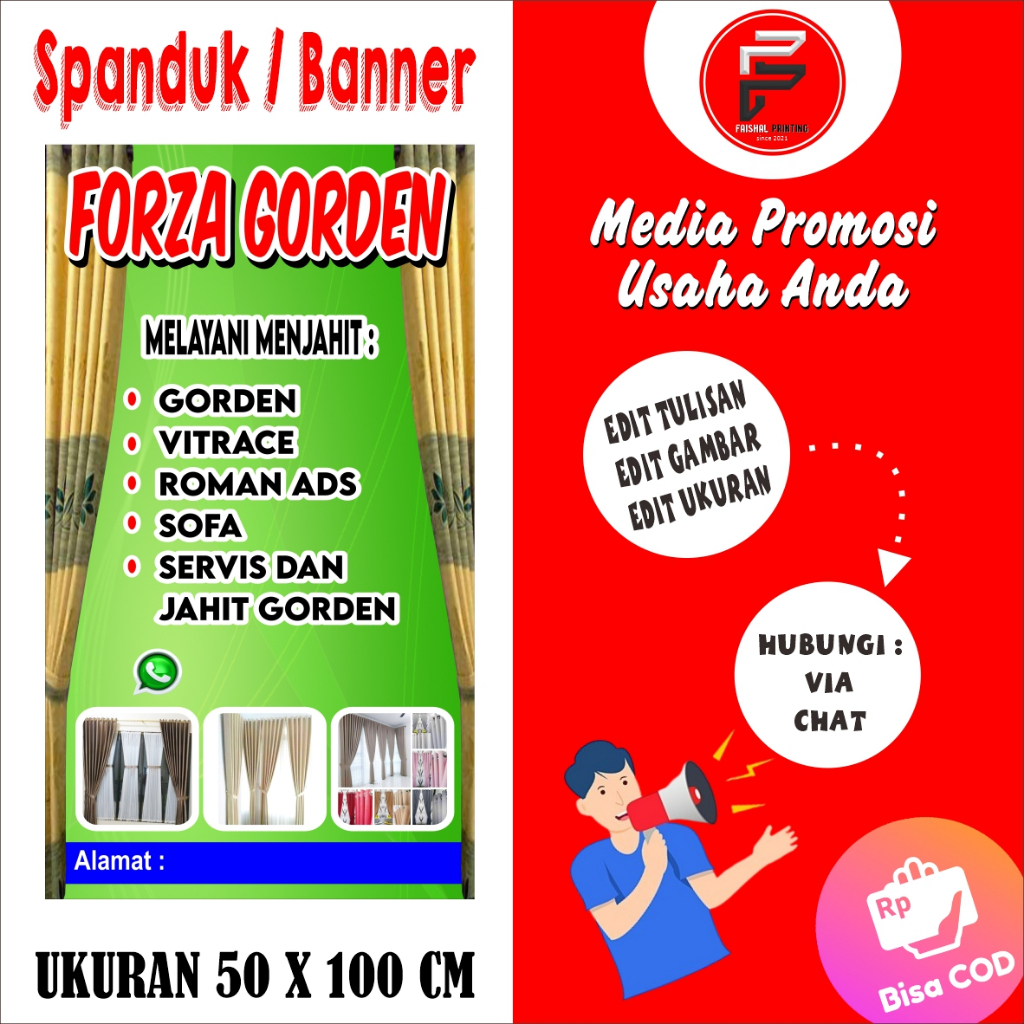 Jual Spanduk Jual Gorden / Banner Jual Gordyn / Banner Ukuran 50 x 100 ...