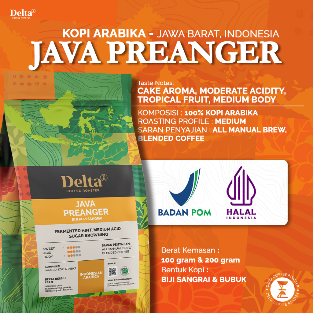 Jual Delta Coffee - Java Preanger Arabika Medium Roast 200g | Shopee ...