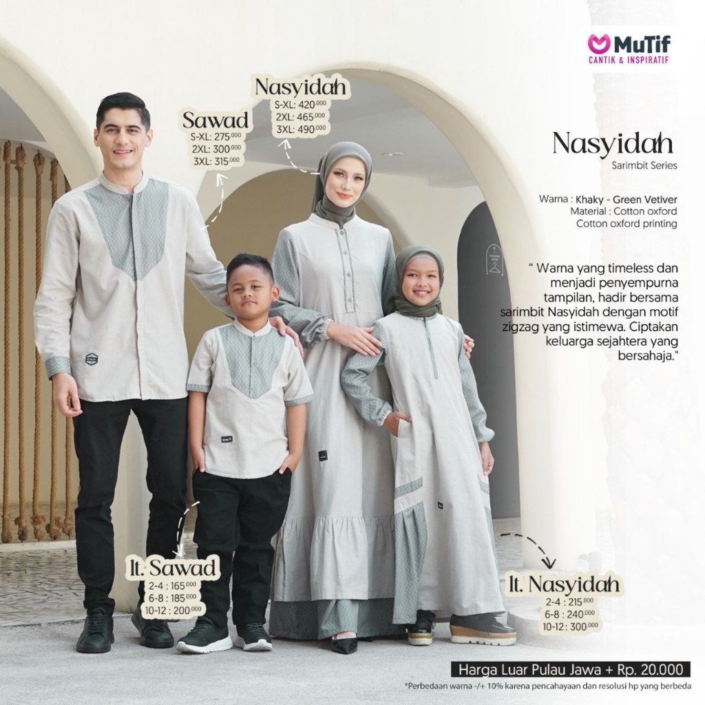 Jual Mutif Sarimbit Baju Muslim Lebran Couple Keluarga Nasyidah Sawad ...
