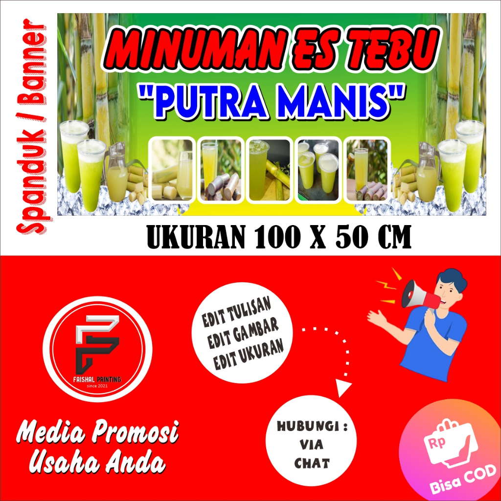 Jual Spanduk Es Tebu / Banner Es tebu / Spanduk Es Ukuran 100 x 50 cm ...