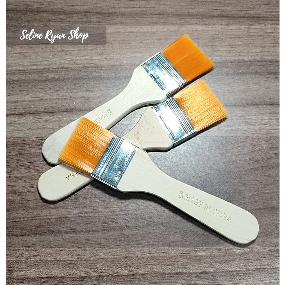 Jual Kuas Nylon / Kuas Lembut Gagang Kayu no. 5 (lebar 3.2cm) | Shopee ...