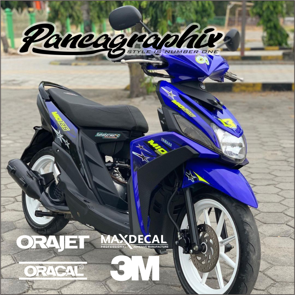 Jual STIKER STRIPING Mio M3/Mio 125 TRANSPARAN Biru Putih kuning ...