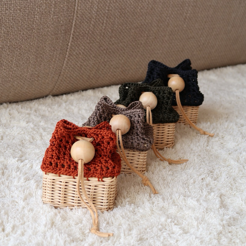Jual Agata Mini Pouch Rajut Rotan | Keranjang Rotan | Shopee Indonesia