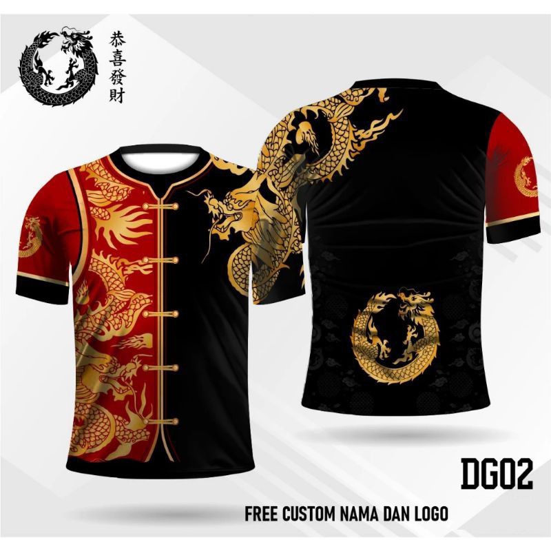 Jual cheongsam pria jersey imlek shio naga baju imlek 2024 kaos gong xi ...
