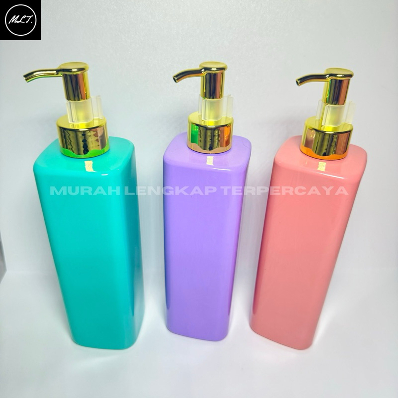 Jual BOTOL PUMP CLIP OIL GOLD 500ML MODEL KOTAK / BOTOL PET 500ML KOTAK TUTUP PUMP CLIP OIL GOLD ...