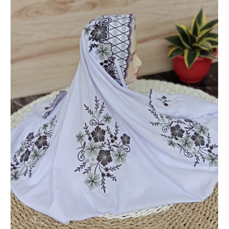 Jual Mukena Bordir Lajuran / Terusa Motif Bunga Ceplok mina Katun Micro ...