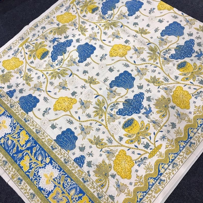 Jual TERLARIS!!! KAIN BATIK LAWEYAN SOLO BUNGA AKAR KUNING BIRU KODE 85 ...